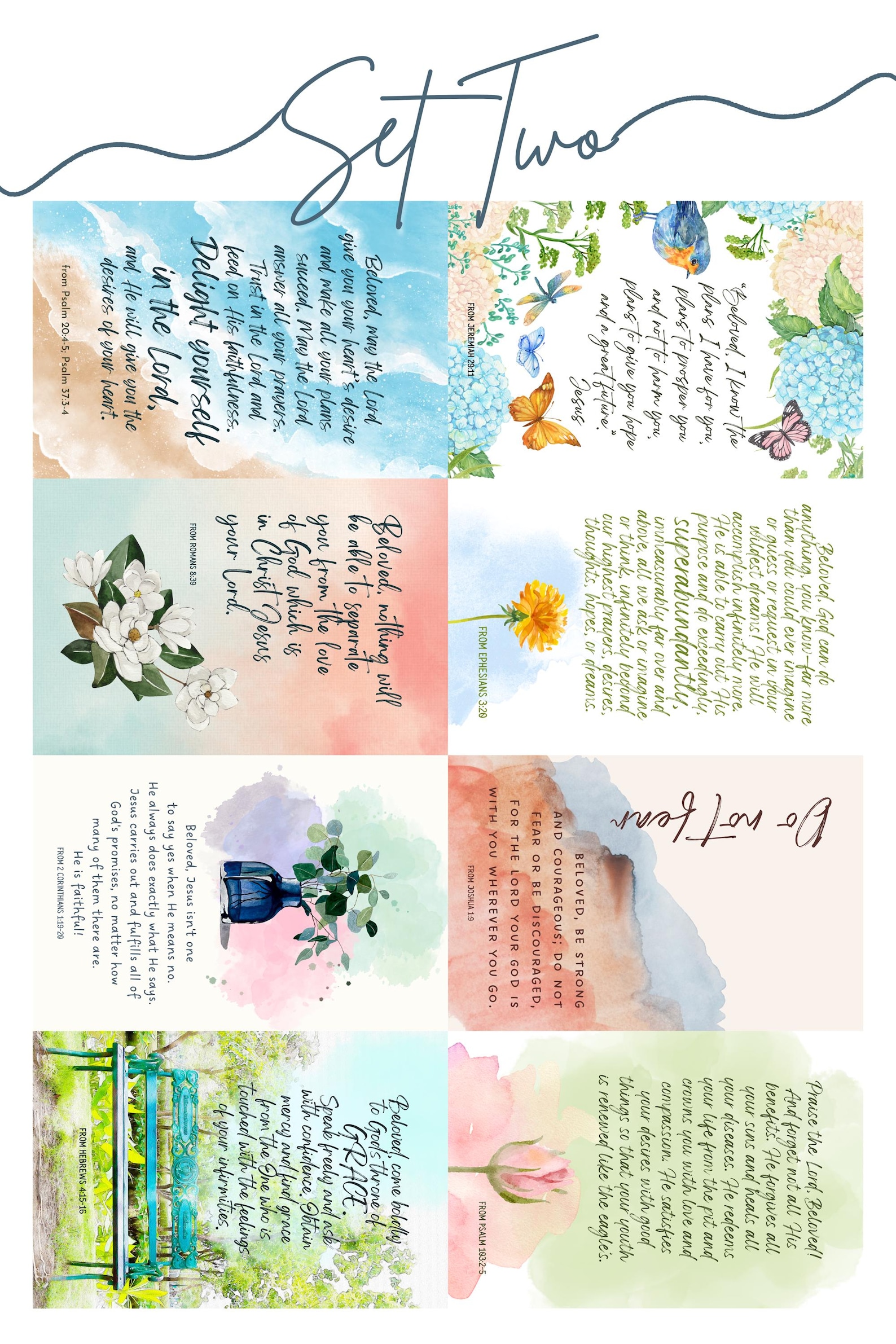 Grace Notes, Set of 8 Scripture Notecards With Envelopes - Etsy