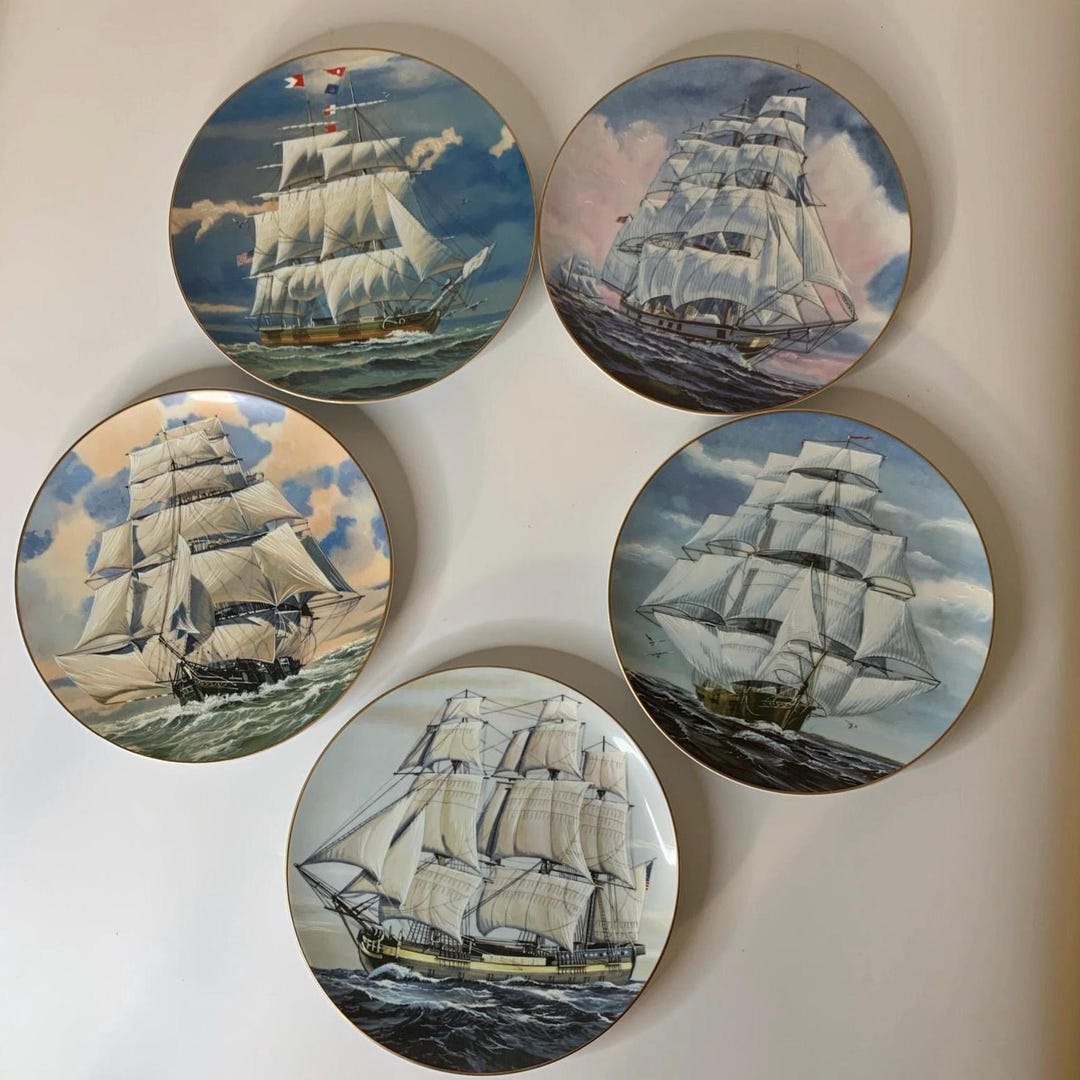 Vintage Tall Ship Plates - Set of 5, Nautical Decor by Danbury Mint - Etsy