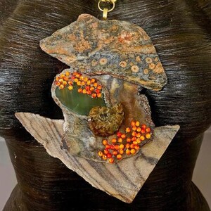 Mixed Earth Tone Jasper Slab Statement Pendant, Brown Green and Orange ...