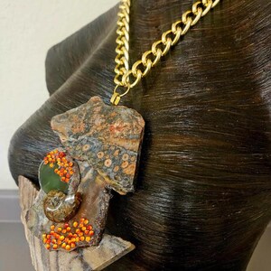 Mixed Earth Tone Jasper Slab Statement Pendant, Brown Green and Orange ...