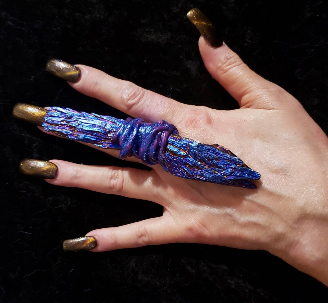 avant-garde-titanium-quartz-cuff-ring-set-katrox-blue-metallic-etsy