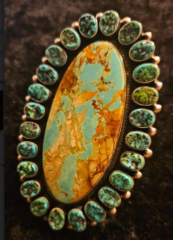 B Yellowhorse Navajo Turquoise Cluster Statement Ring… - Gem