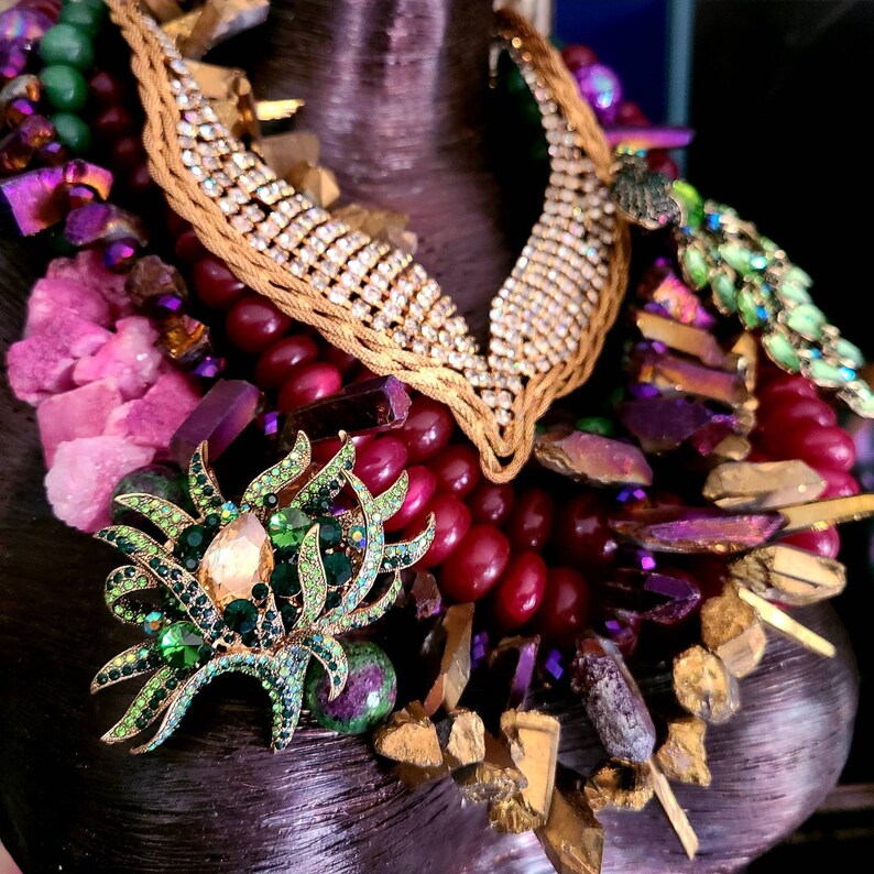 Exotic Gemstone Assemblage Statement Necklace KATROX Ruby - Etsy