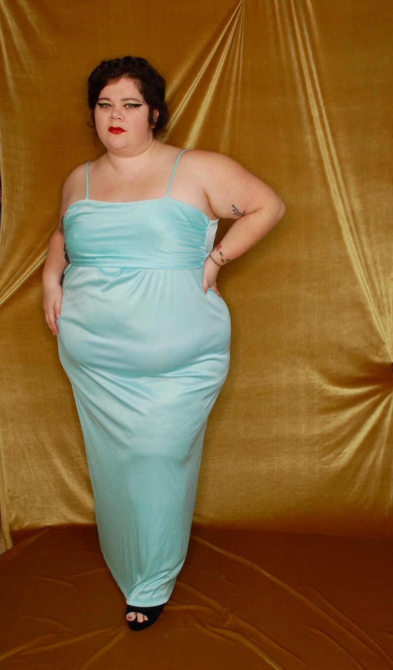 Plus-size Disco Dream Formal Wear // 1970s Handmade Sea Foam Green ...