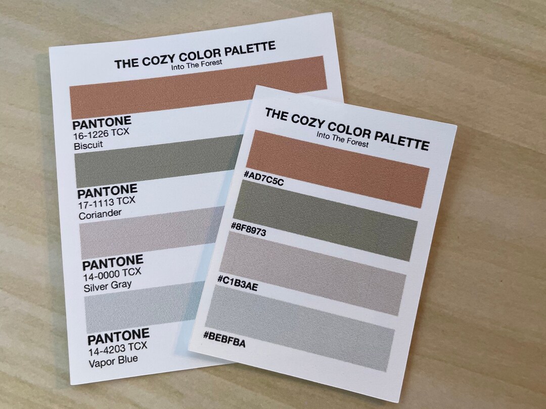 Into the Forest Cozy Color Palette Stickers Pantone Sticker Hex Code ...
