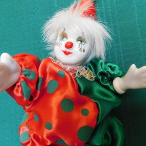Porcelain Red Green Clown Doll VGU - Etsy