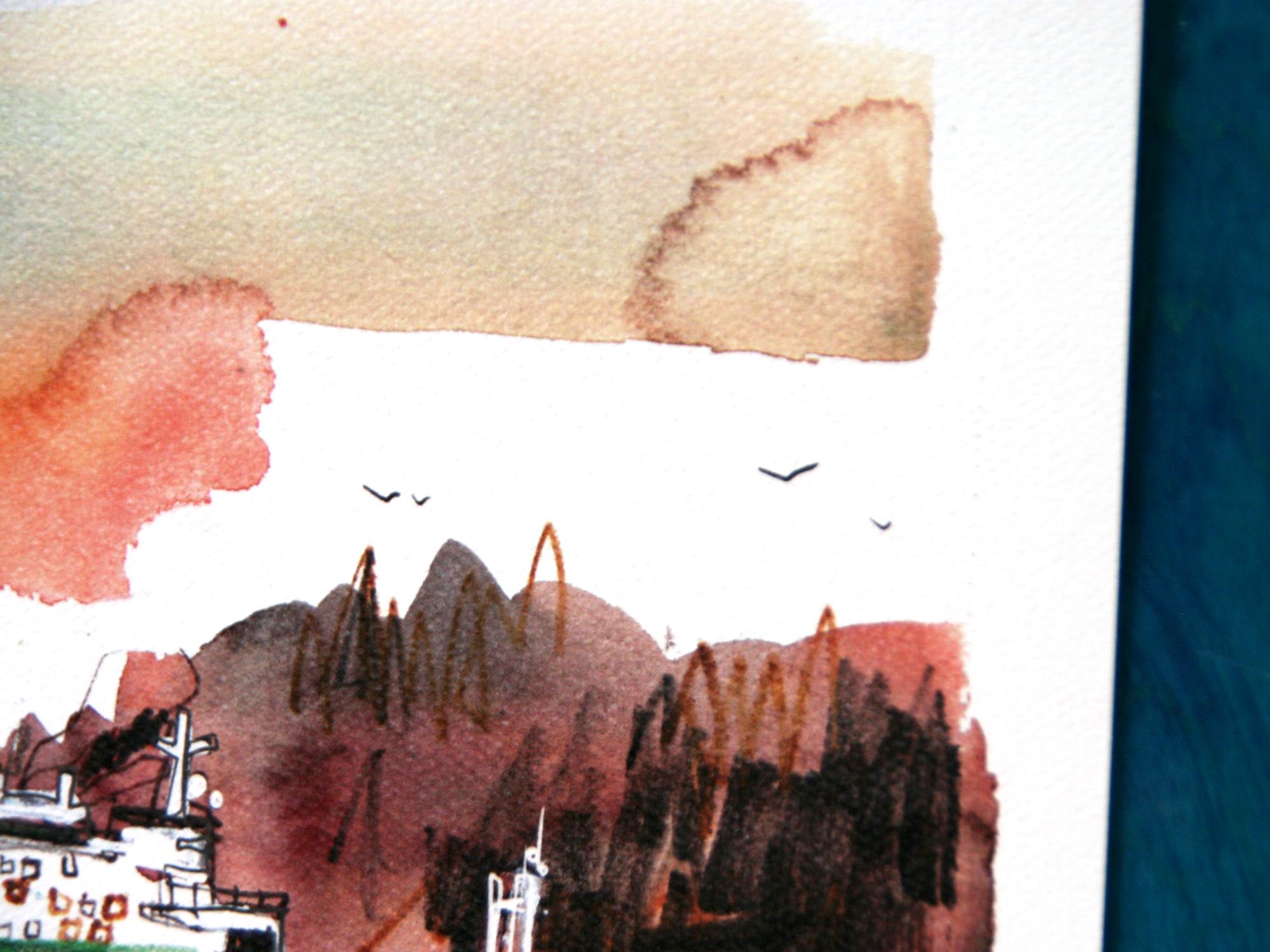 WASHINGTON STATE FERRY | West Seattle Watercolor | Puget Sound ...