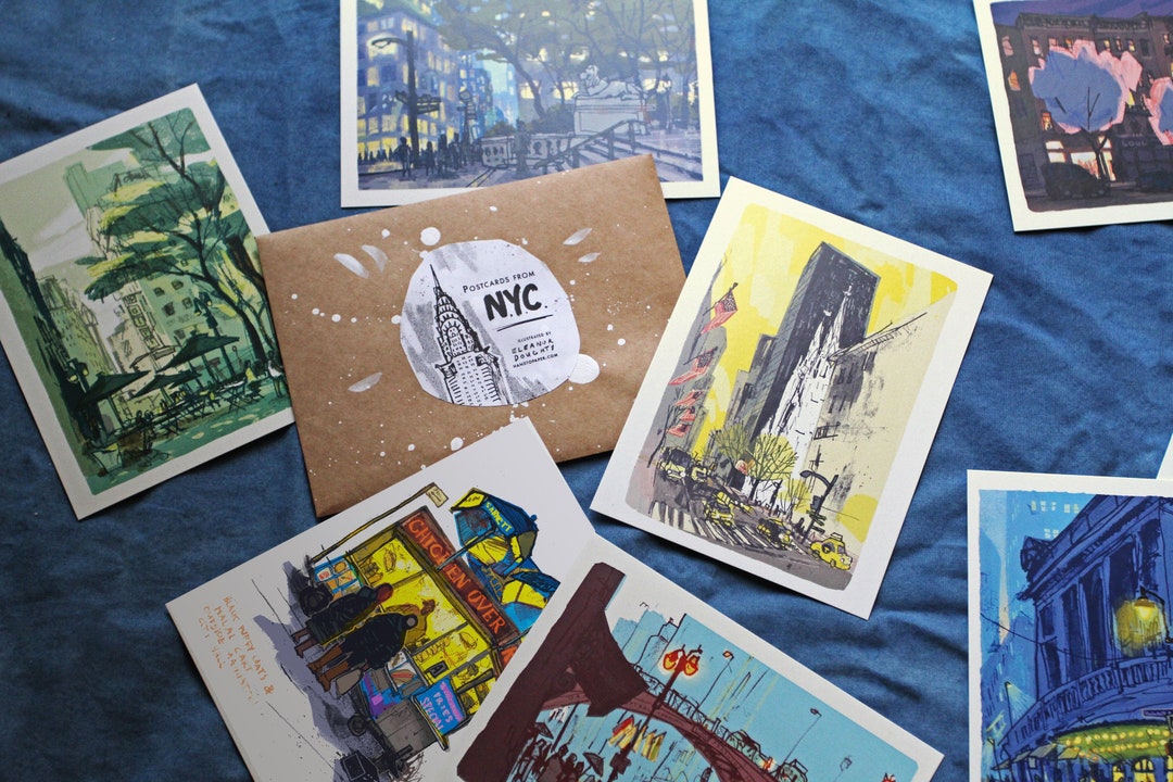 POSTCARDS FROM NYC | Illustrated Postcard Set | 8 Unique Cards or Mini ...