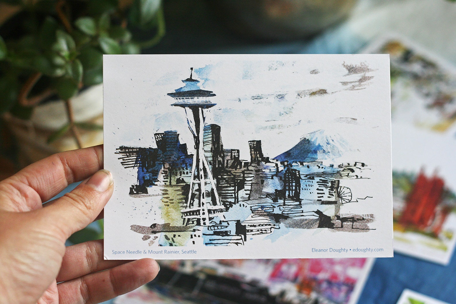 SEATTLE POSTCARDS | Set of Eight (8) Assorted 4x6" Illustrated Pacific ...