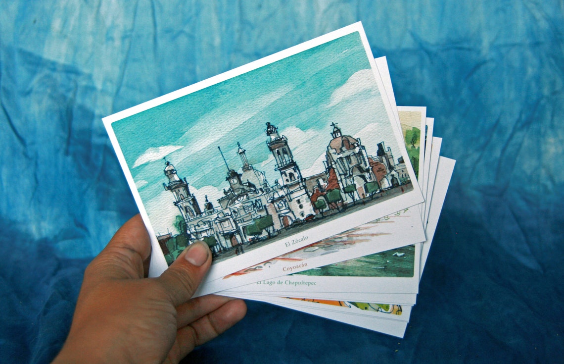 POSTCARDS From MEXICO CITY | Set of Eight (8) 4x6" Illustrated ...