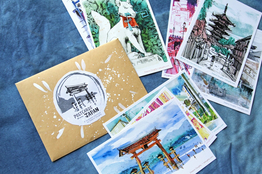 POSTCARDS FROM JAPAN | Set of 8 Illustrated Postcards | Tokyo, Kyoto ...