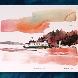 WASHINGTON STATE FERRY | West Seattle Watercolor | Puget Sound ...