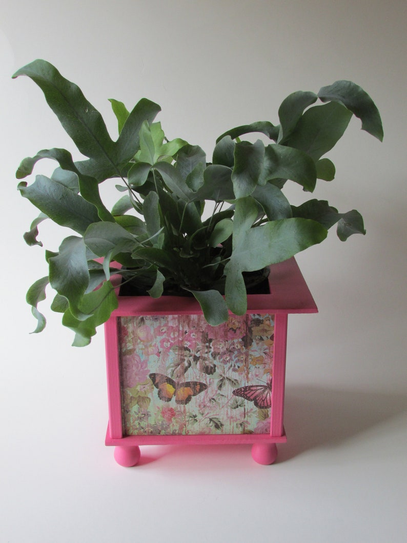 Pink Butterflies Planter Box - Paint Stick Planter Box - Butterfiles ...
