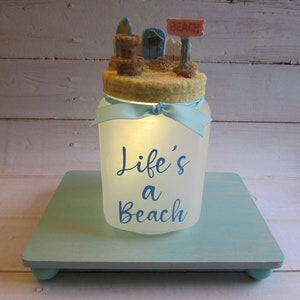 Beach Theme Jar Light Lamp - Tiered Tray Light - Beach Night Light ...