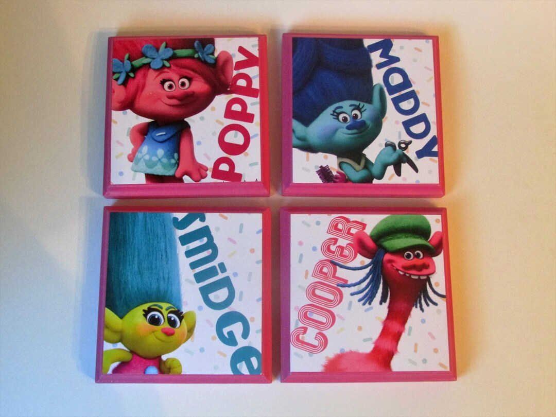 Trolls Set #1 Room Wall Plaques - Set of 4 Trollss Girls Room Decor ...