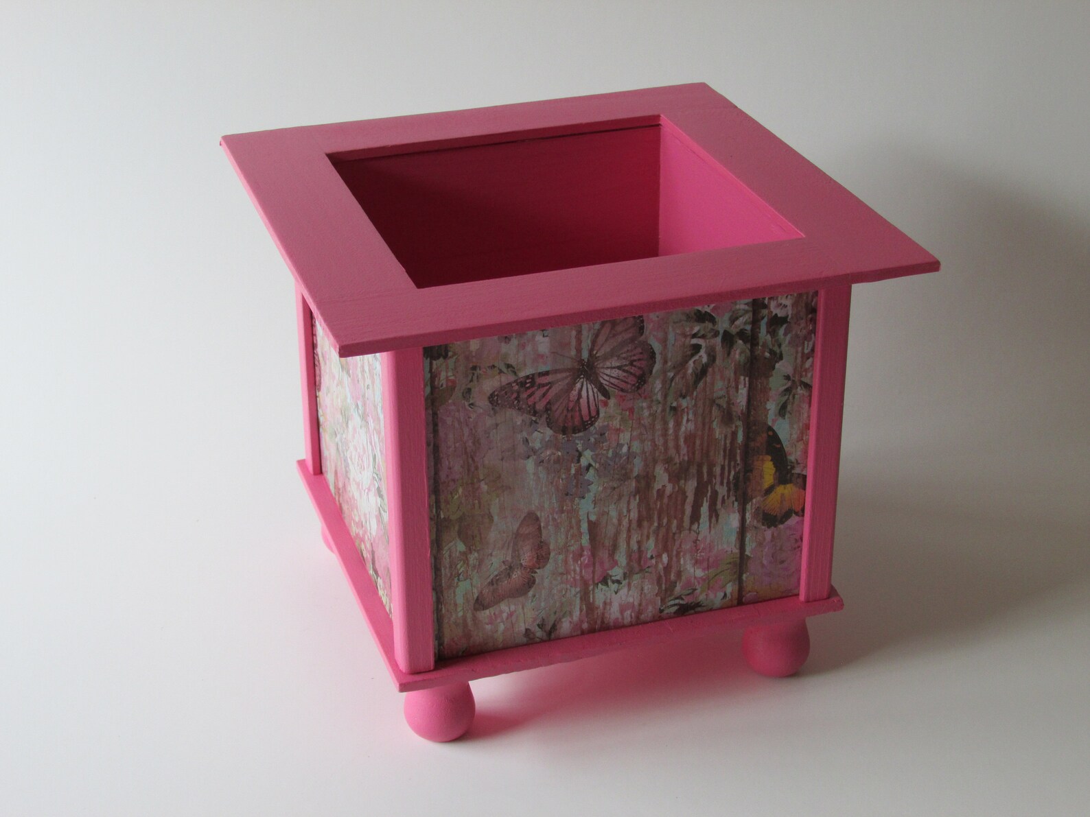 Pink Butterflies Planter Box Paint Stick Planter Box - Etsy