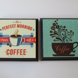 Retro Coffee Kitchen Room Wall Plaques - Set of 6 Retro Coffee Room ...