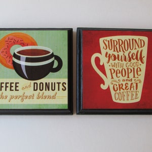 Retro Coffee Kitchen Room Wall Plaques - Set of 6 Retro Coffee Room ...