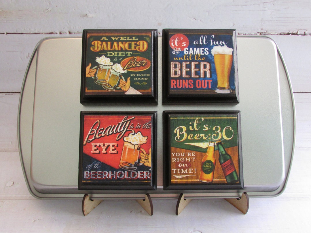 Beer Fridge Magnets - Set of 4 - Chunky Magnet Set #4 - Man Cave Decor ...