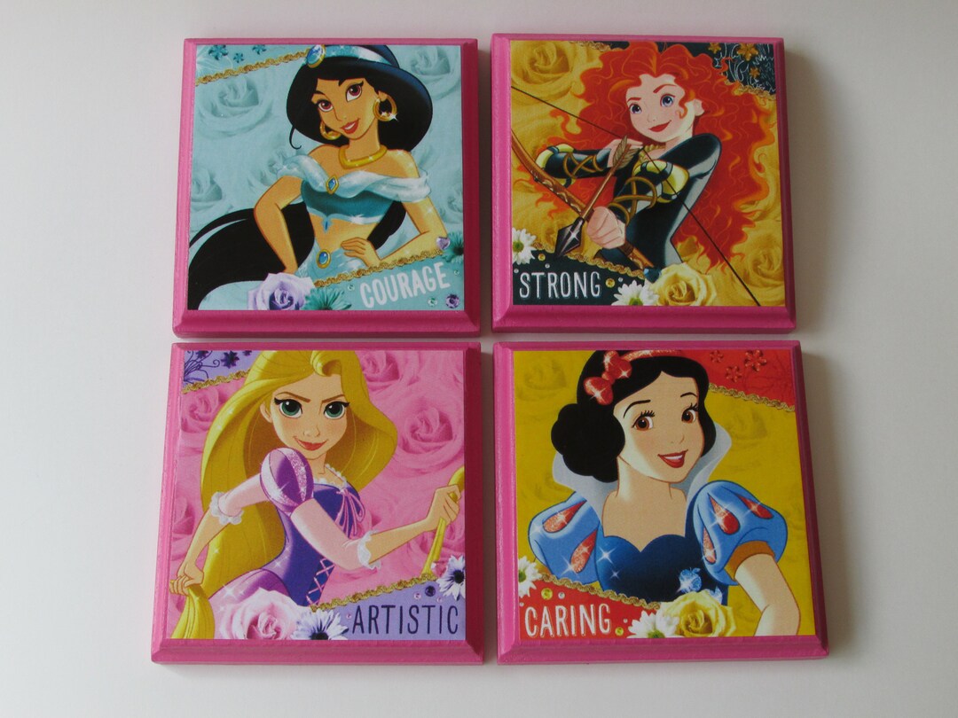 Princesses With Sentiment Room Wall Plaques - Set of 4 Princess Girls ...