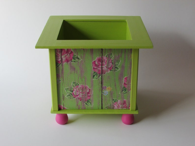 Rustic Pink Lime Green Planter Box Paint Stick Planter Box - Etsy