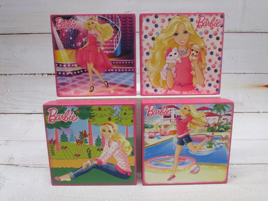Barbie Shelf Sitters Set 2 Set of 4 Barbie Kids Room Decor Barbie Shelf ...