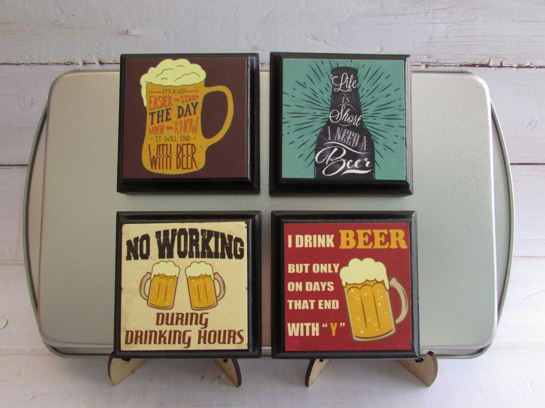 Beer Fridge Magnets - Set of 4 - Chunky Magnet Set #2 - Man Cave Decor ...
