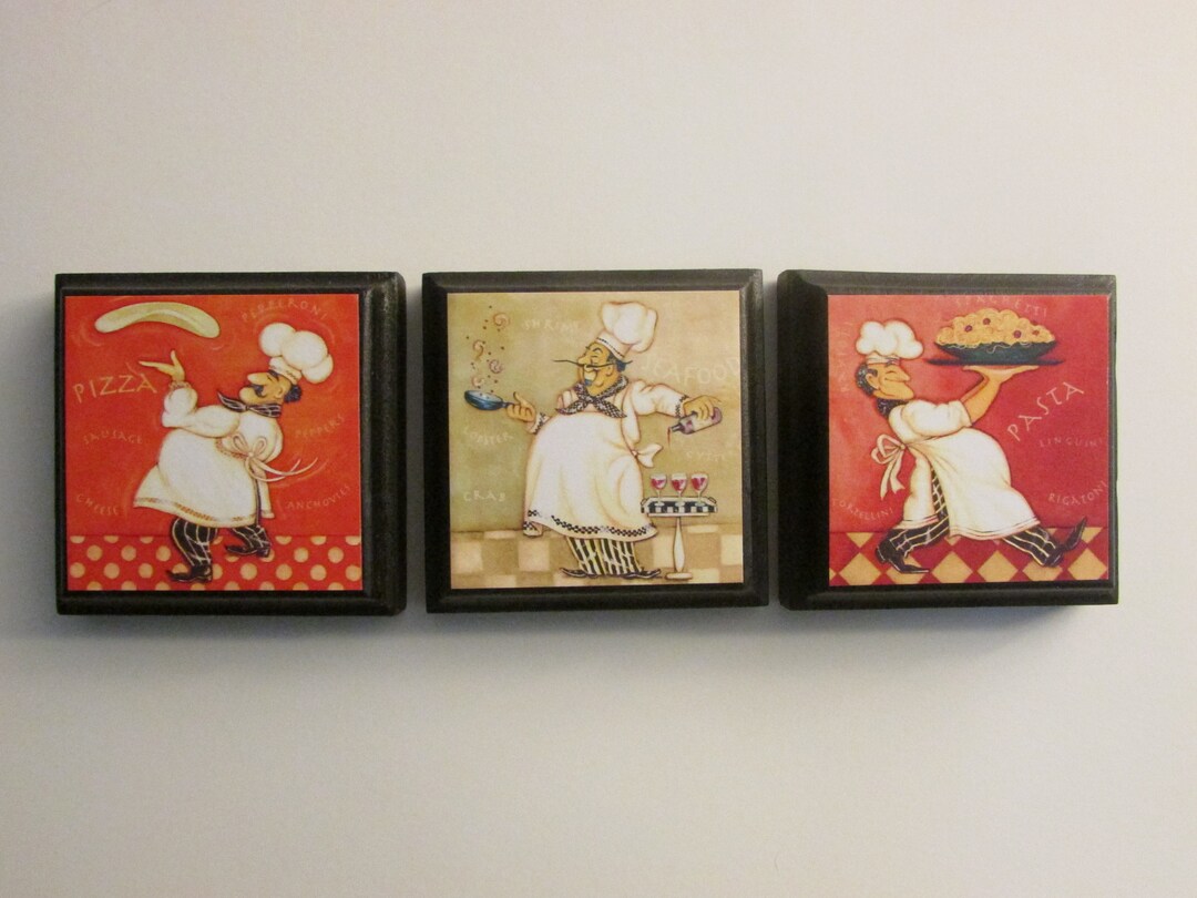 Chef Fridge Magnets - Set of 3 - Chunky Magnet Set - Chef Kitchen ...