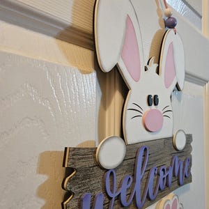 Bunny Welcome Plank Door Hanger - Spring Easter Wall Decor - Welcome ...