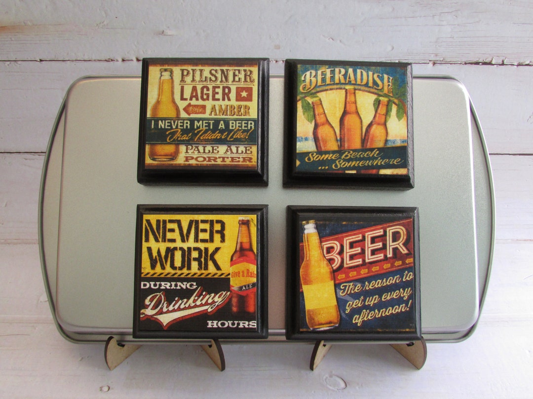 Beer Fridge Magnets - Set of 4 - Chunky Magnet Set #1 - Man Cave Decor ...