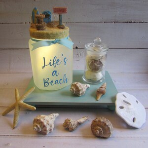 Beach Theme Jar Light Lamp - Tiered Tray Light - Beach Night Light ...