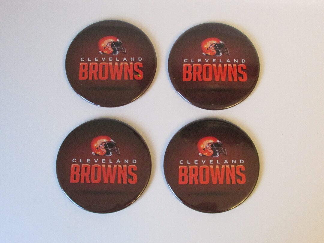 Cleveland Browns Coasters - Set of 4 - Football Man Cave Gift ...