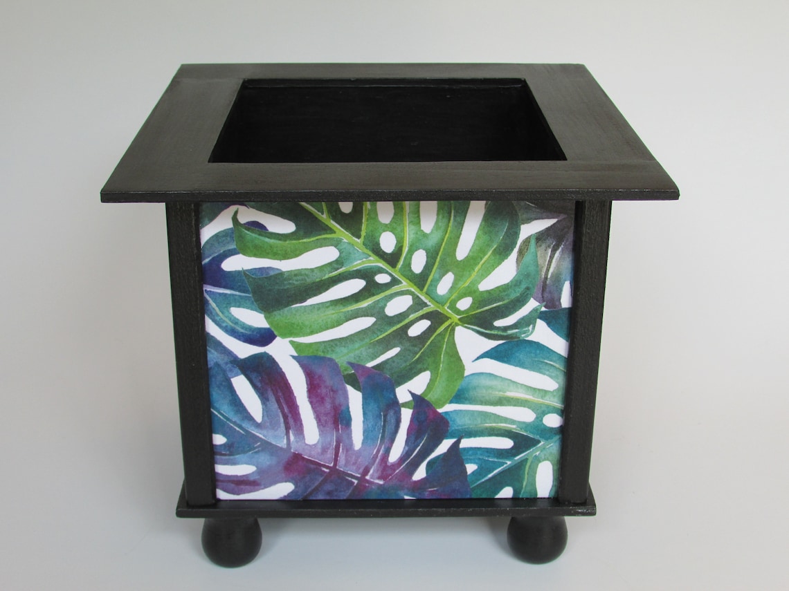 Palm Leaf Print Planter Box - Paint Stick Planter Box - Palm Leaf Print ...