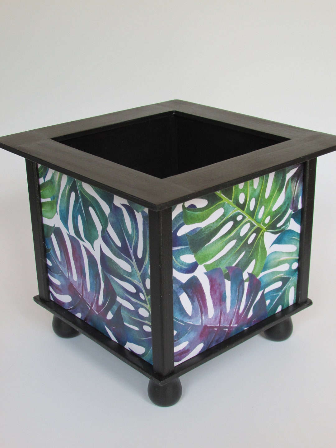 Palm Leaf Print Planter Box - Paint Stick Planter Box - Palm Leaf Print ...