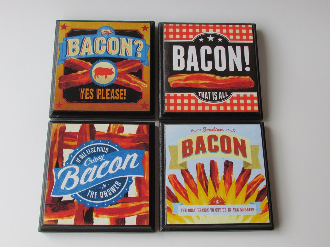 Bacon Retro Kitchen Diner Cafe Room Wall Decor Plaques - Set of 4 Bacon ...