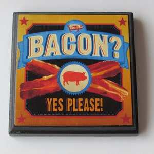Bacon Retro Kitchen Diner Cafe Room Wall Decor Plaques - Set of 4 Bacon ...
