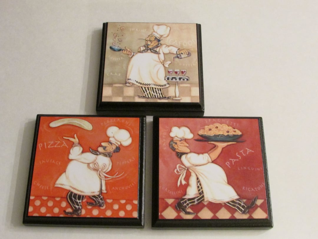 Kitchen Chef Room Wall Plaques - Set of 3 Chef Kitchen Room Decor ...