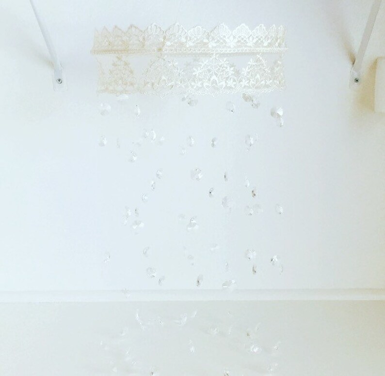 Chandelier Nursery Mobile Crystal Nursery Mobile Lace Baby | Etsy