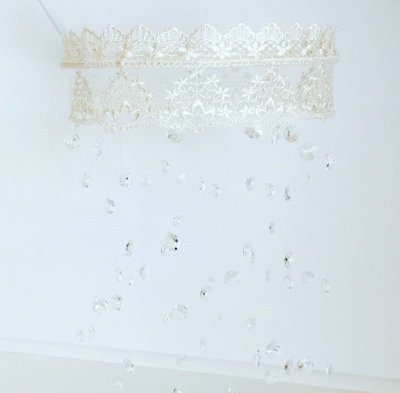 Chandelier Nursery Mobile Crystal Nursery Mobile Lace Baby | Etsy