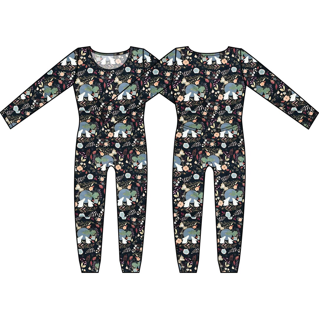 One Piece Pjs Moon Sparks Cotton Knit Women's Long Sleeve Union Suits ...
