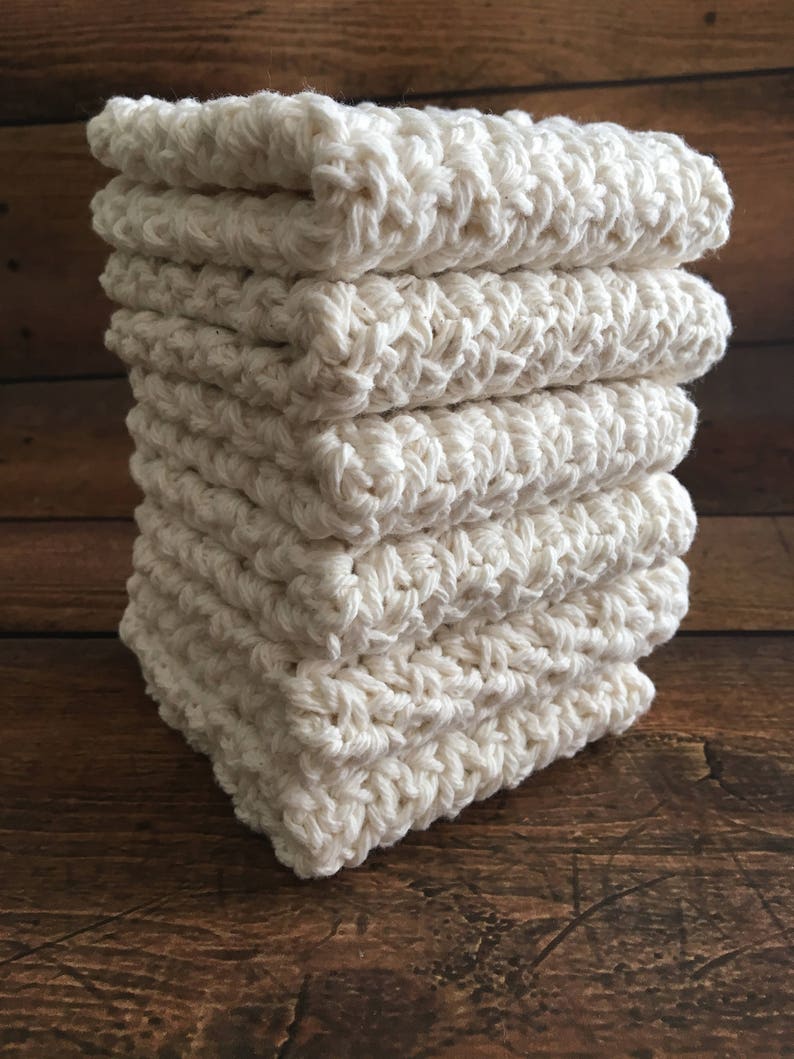 Cotton Washcloth Set of 6. Natural Cotton Wash Cloth. Crochet Dish ...