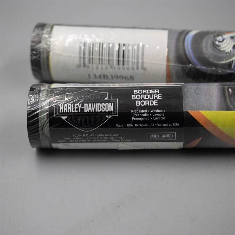 Harley Davidson Biker Orange Flames Wallpaper Border 2 Rolls Vintage ...