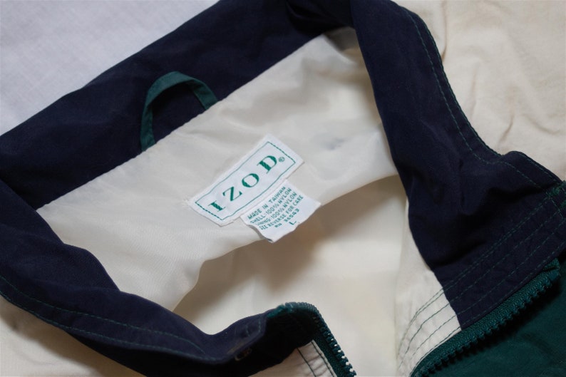 Vintage 1990s Izod Sport Green White Blue Color Block Spell Out Jacket ...