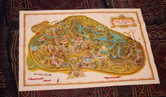 Vintage 1965 Six Flags Over Texas Amusement Park Souvenir Map - Etsy