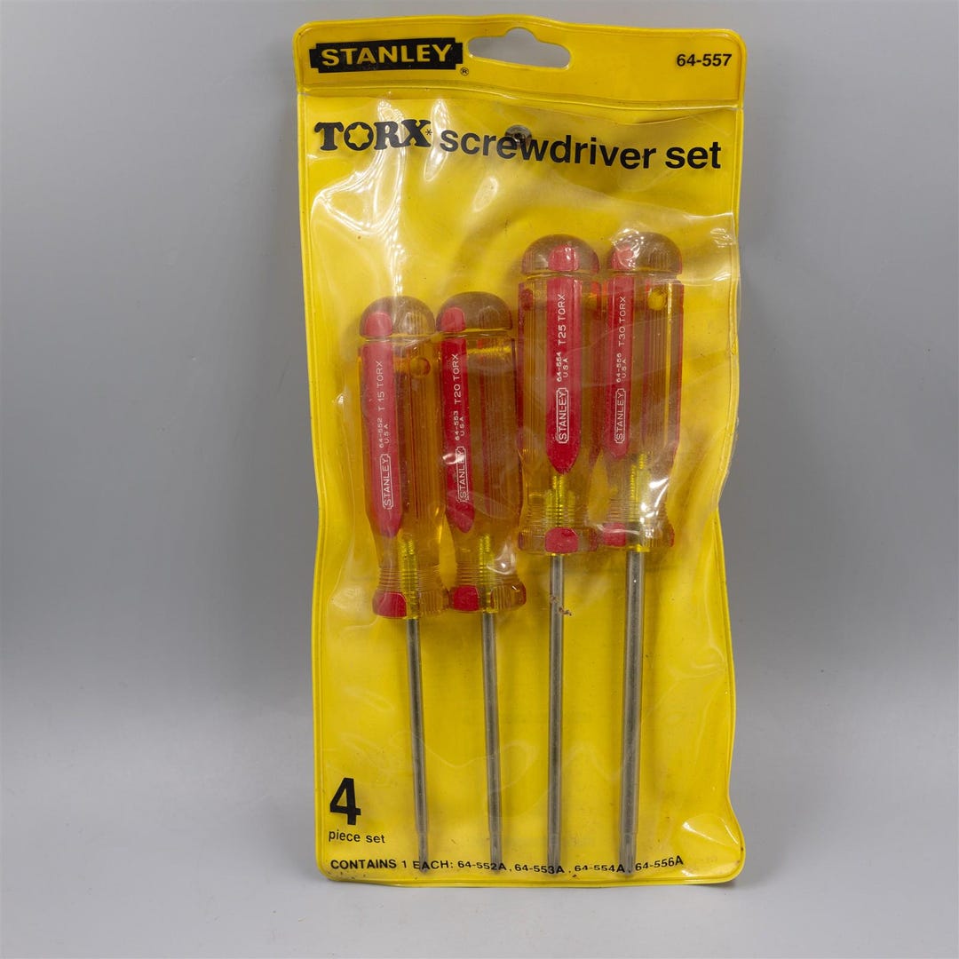 Stanley 4 Piece Torx Star Tip Screwdriver Set 1981 Vintage T15, T20 ...