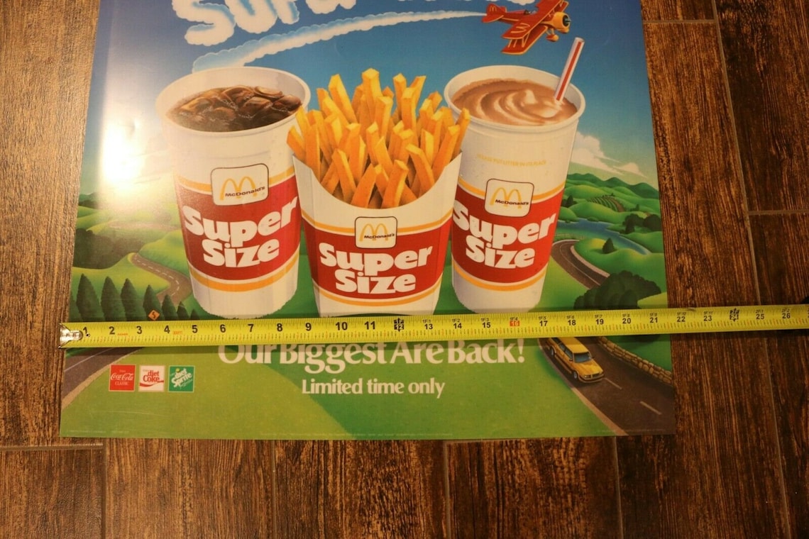 Vintage 1988 Mcdonald's Super Size Fries, Drink, Shake Advertising ...