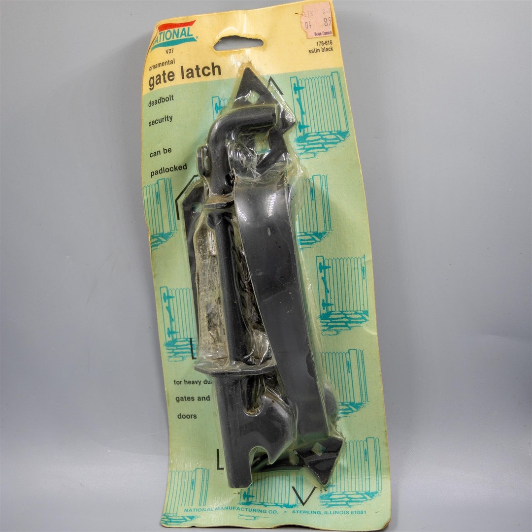 Vintage National Gate Latch W Handle Satin Black Heavy Duty to 3" Thick ...
