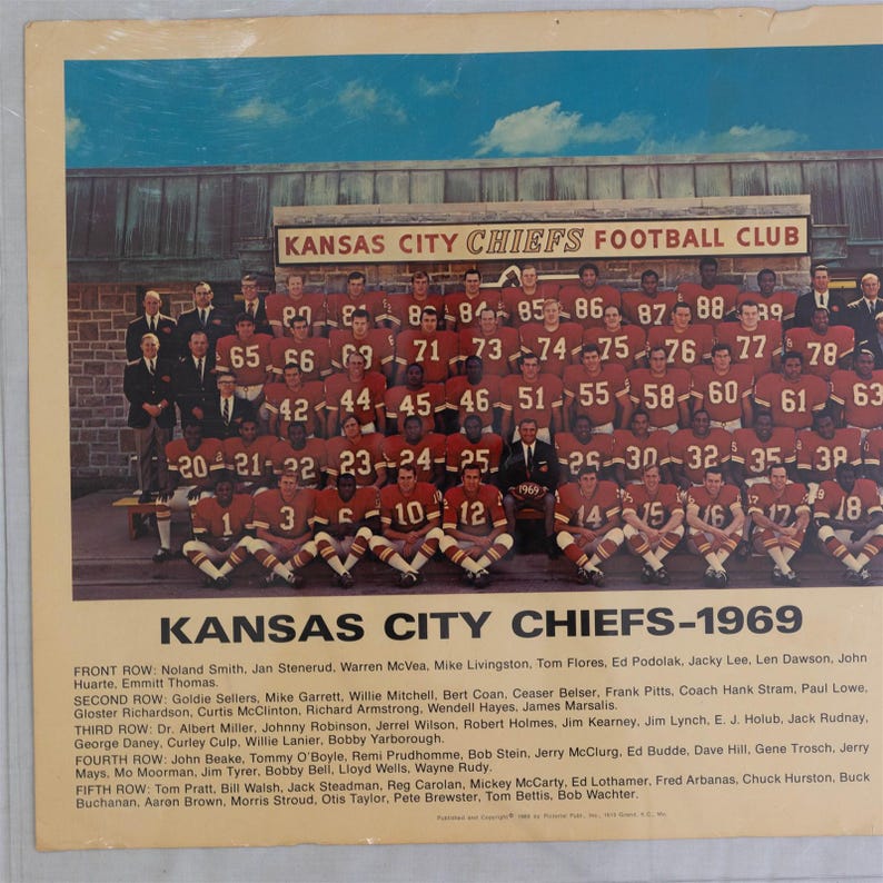 Kansas City Chiefs 1969 Vintage Poster Super Bowl Champs Len Dawson - Etsy