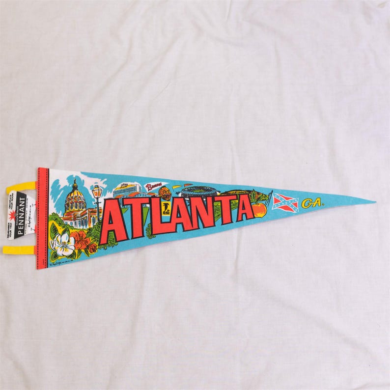 Atlanta Georgia Vintage 1974 Pennant Braves Falcons Fulton County ...