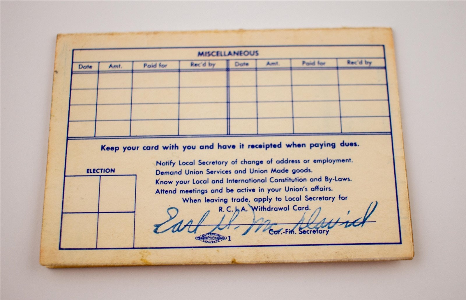 Vintage 1950s Retail Clerks International Association Union Card AFL - Etsy